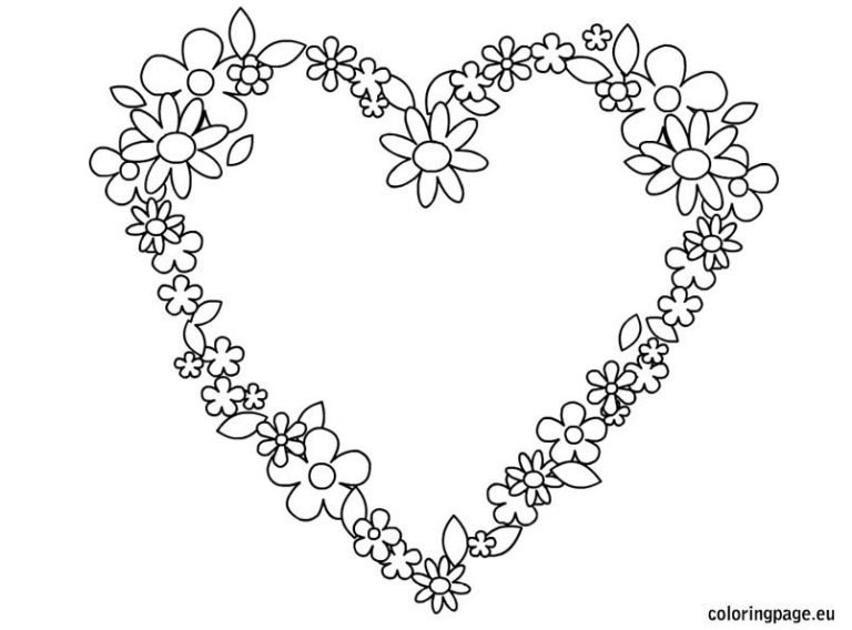 Heart flowers coloring | Coloring Page