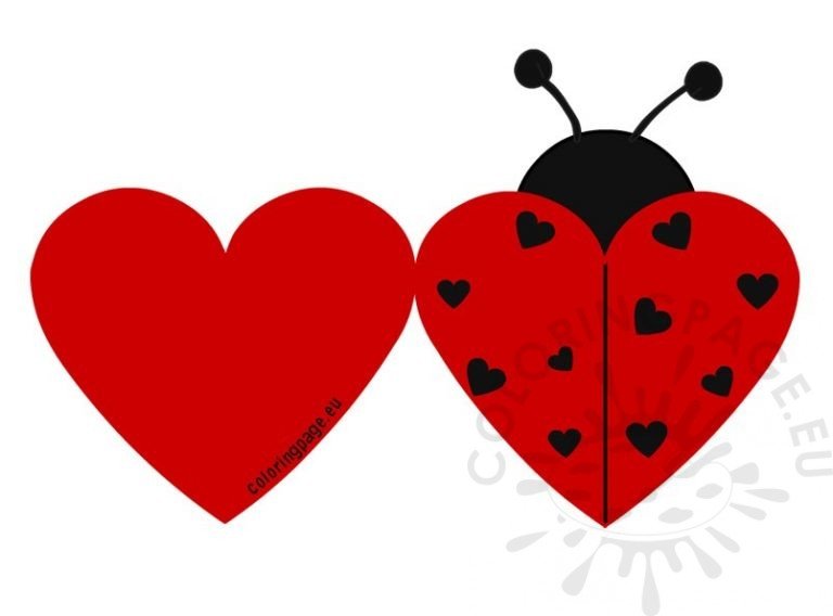 Printable Ladybug Valentine cards | Coloring Page