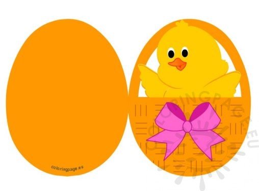 Chick inside an easter basket - Card | Coloring Page