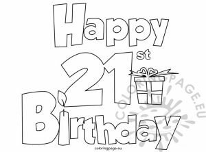 Happy 21 Birthday coloring page | Coloring Page