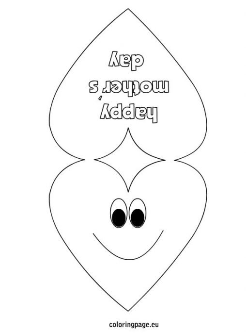 Happy Mother's card heart template | Coloring Page
