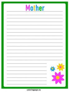 Mother's Day Writing Paper | Coloring Page