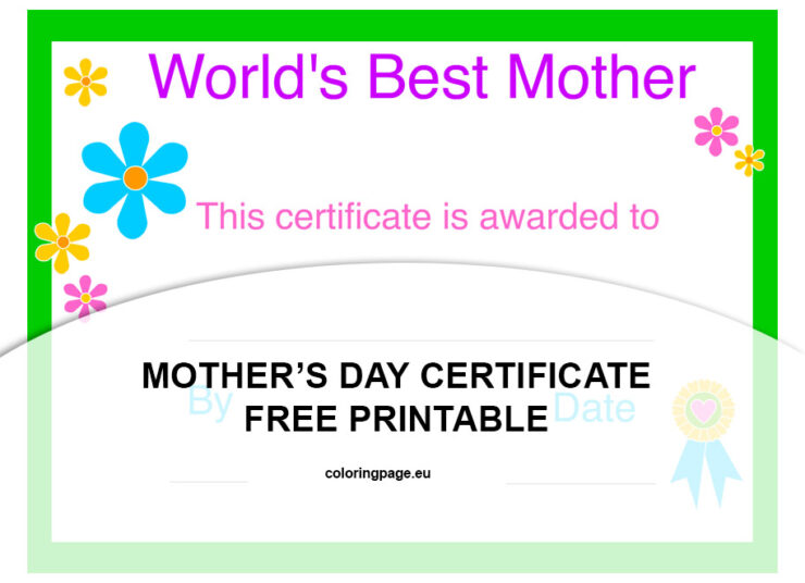 Mother's Day Certificate | Coloring Page