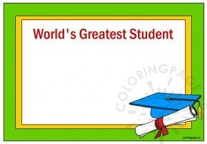 World's Greatest Student Certificate | Coloring Page