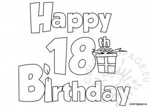 Happy 18 Birthday coloring page | Coloring Page