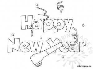 Happy New Year Text | Coloring Page