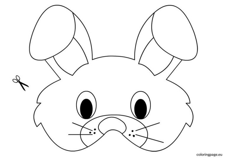 Rabbit mask template | Coloring Page