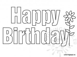 Happy Birthday Flower | Coloring Page