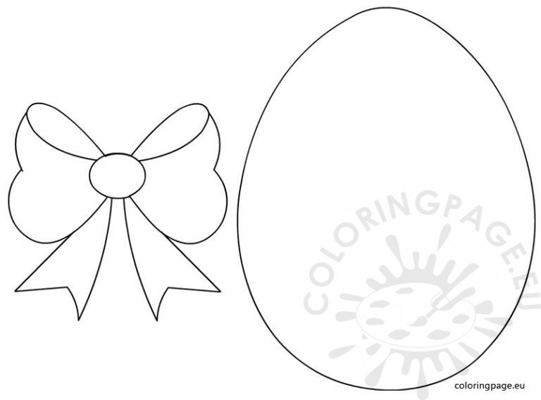 Easter egg with bow template | Coloring Page
