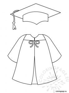 Graduation cap and gown | Coloring Page