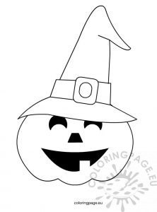 Halloween Pumpkin With Hat | Coloring Page