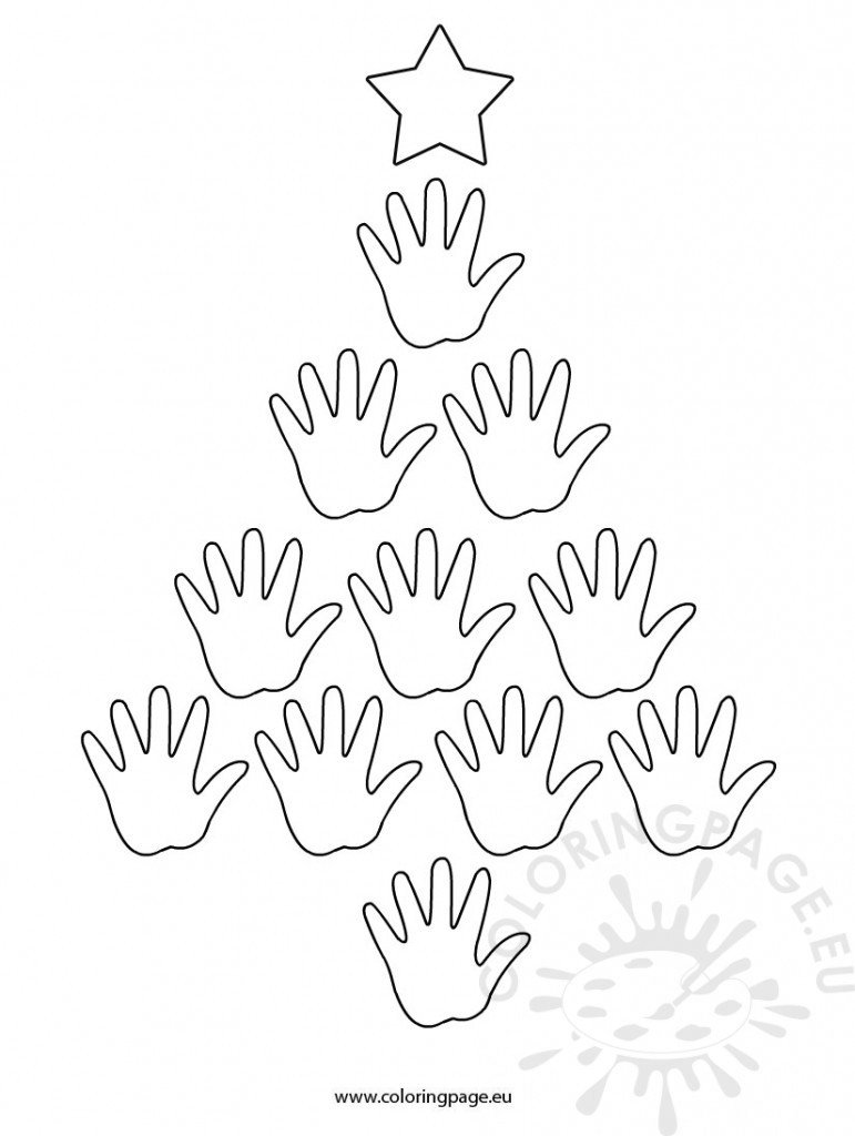 Christmas Tree Hands | Coloring Page