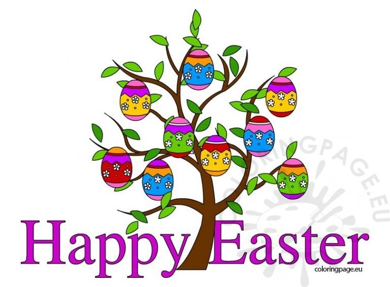 Happy Easter clip art free | Coloring Page