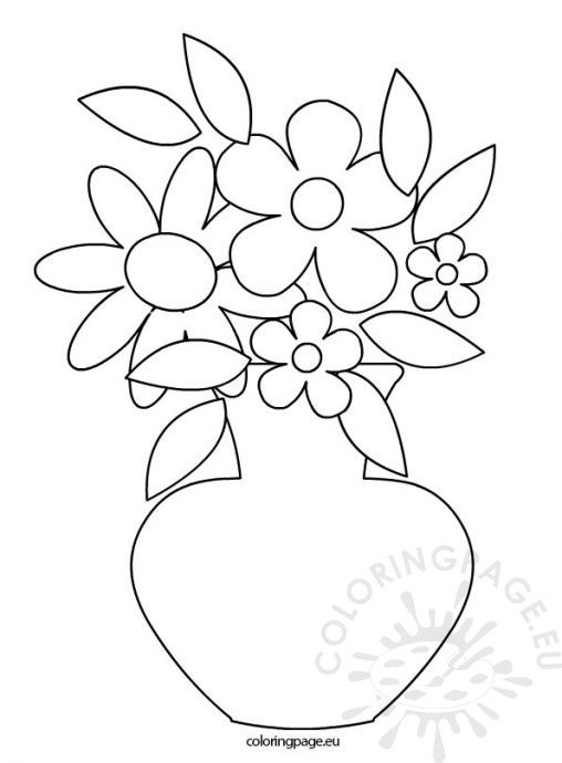Spring flowers in vase | Coloring Page