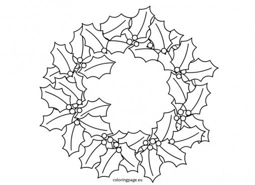 Holly Wreath | Coloring Page