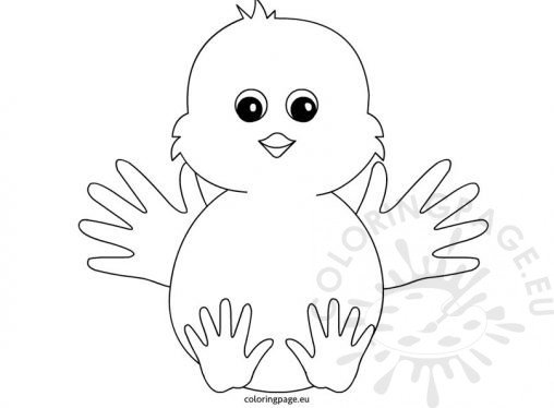 Handprint Art for Kids - Chick | Coloring Page