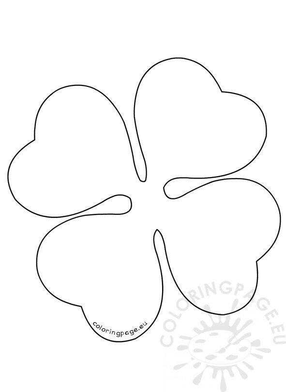 Large Four Leaf Clover Pattern Coloring Page