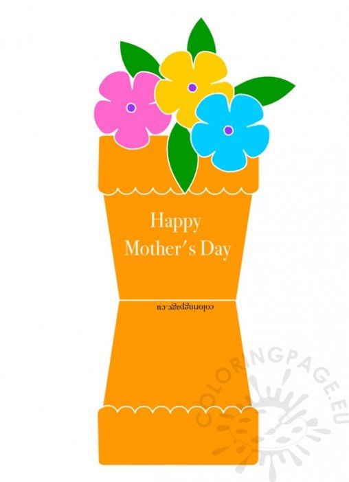 Mother's Day Flower Pot Card | Coloring Page