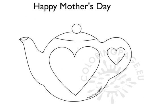 Happy Mother's Day Teapot | Coloring Page