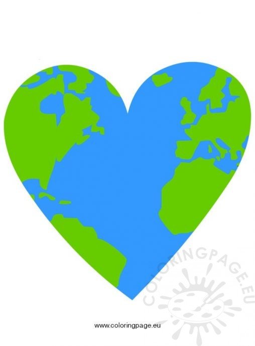 Heart Shape With World Map | Coloring Page