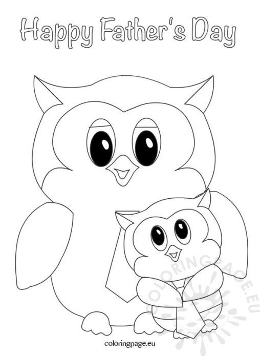 Father's Day owls design | Coloring Page