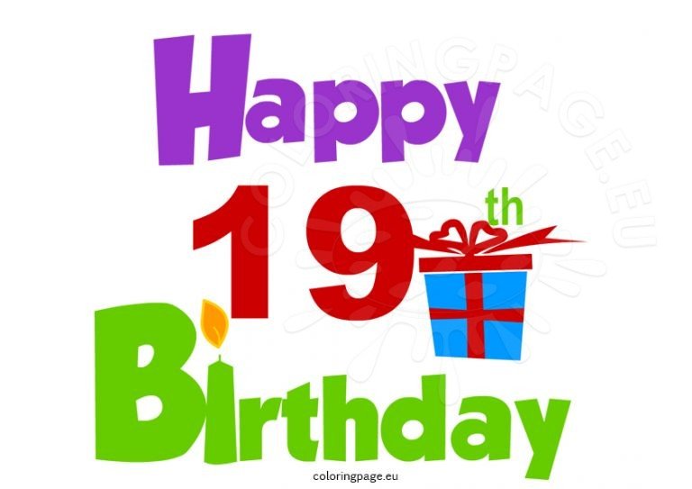 Happy 19th birthday Clipart | Coloring Page