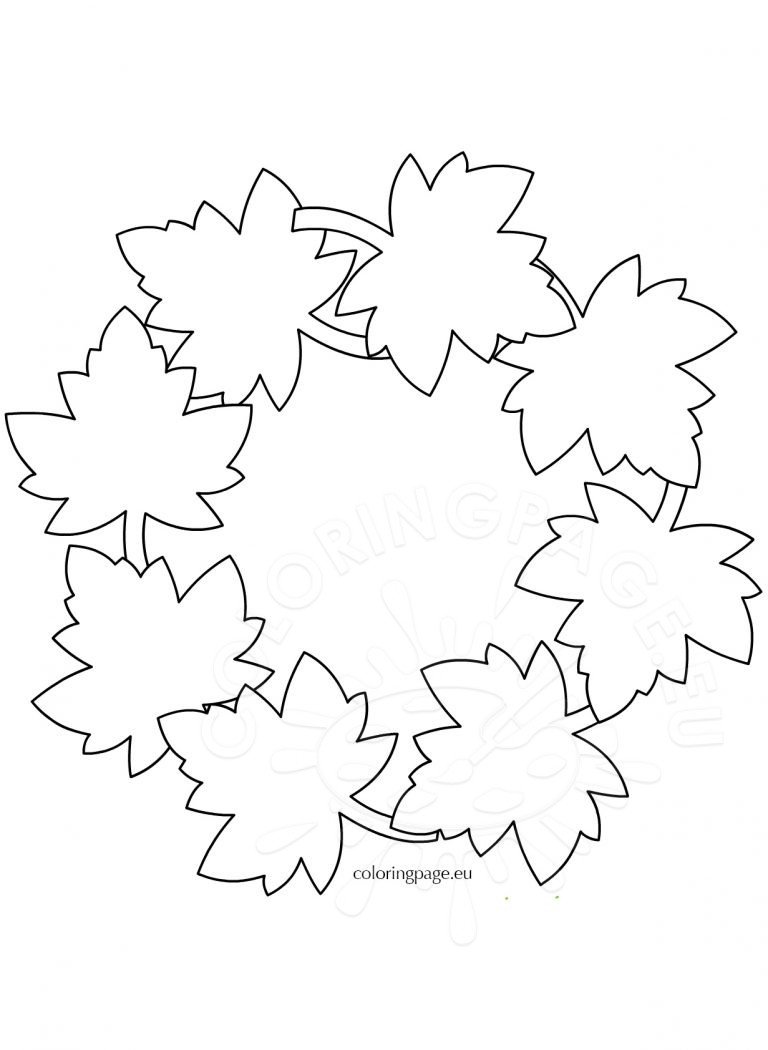 Fall Leaf Wreath template | Coloring Page