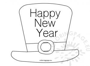 Happy New Year Hat coloring for kids | Coloring Page