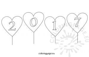 Happy new year 2017 heart | Coloring Page