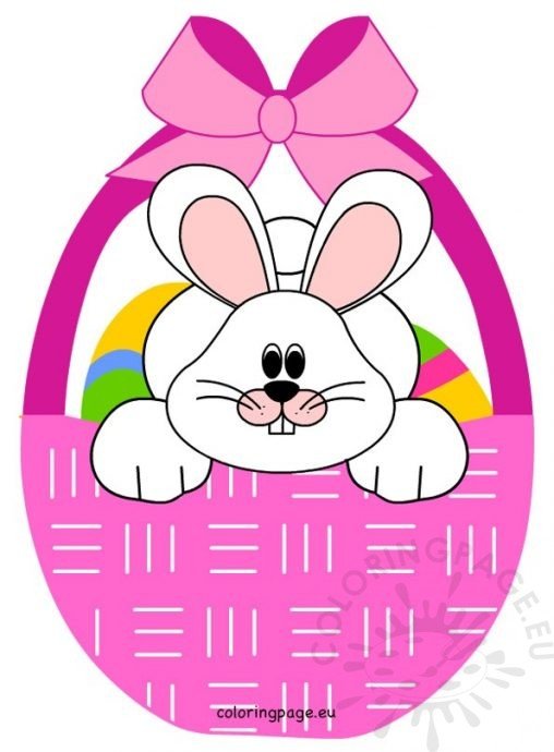 Bunny in easter basket clipart | Coloring Page
