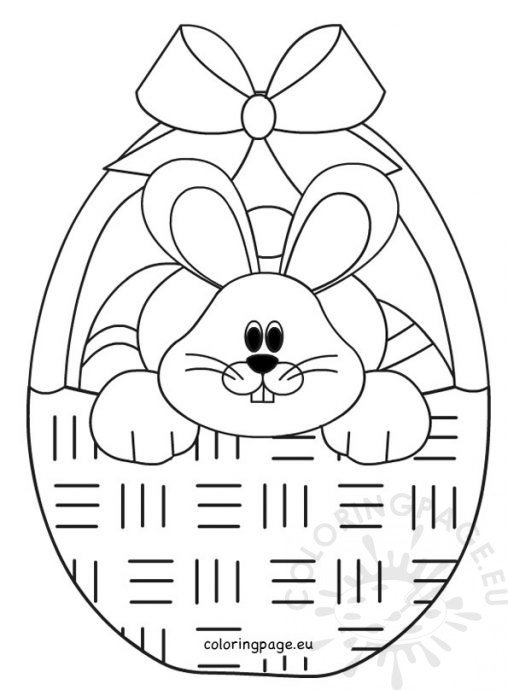 Easter bunny in basket with eggs | Coloring Page