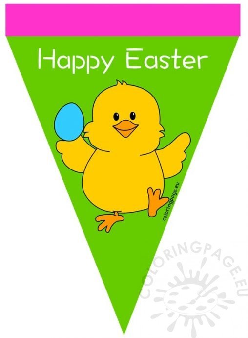 Happy Easter Party Pennant Banner | Coloring Page