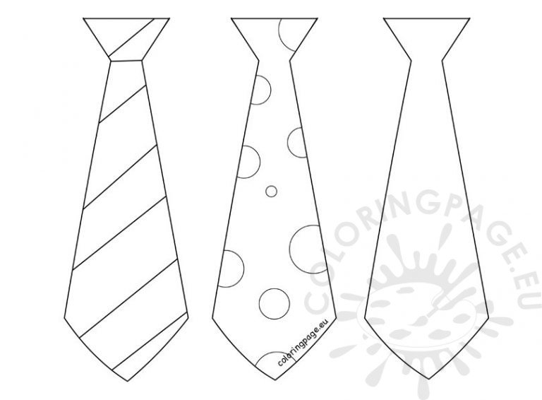 Father's Day craft Three Tie template | Coloring Page