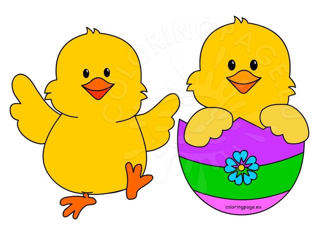 ClipArt Happy chicks cartoon | Coloring Page
