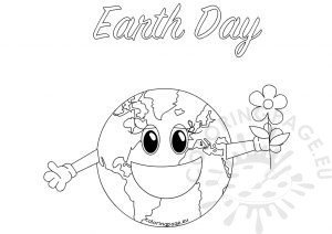 Happy Smiling Earth Day Globe | Coloring Page
