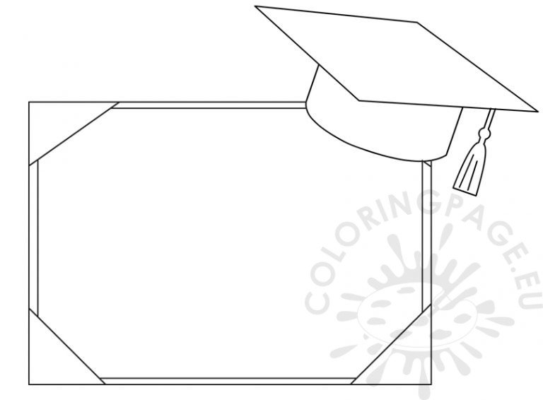 Graduation design with cap | Coloring Page