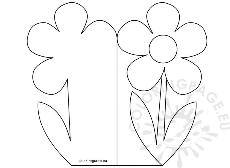 Happy Mother's Day cut out card flower with stem | Coloring Page