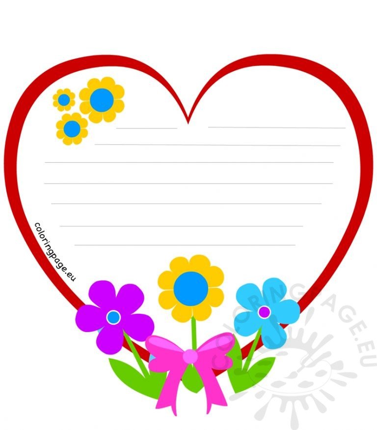 Mother's day heart writing paper | Coloring Page