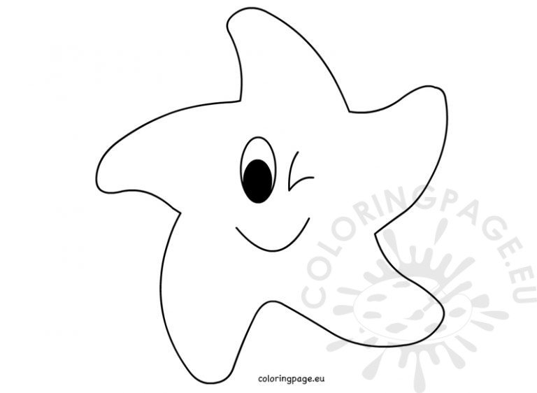 Happy Sea Starfish Cartoon | Coloring Page