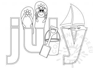 Summer Month July coloring sheet | Coloring Page
