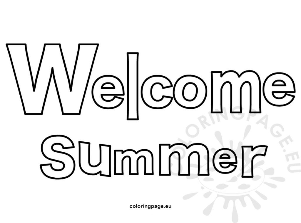 Welcome summer letters vector illustration | Coloring Page