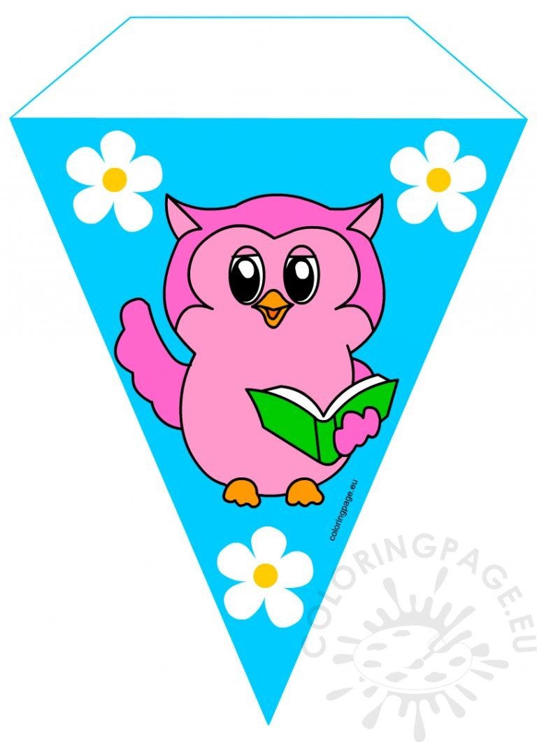 Pennant Owl Banner Back to School | Coloring Page
