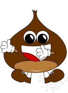 Cartoon Chestnut Mascot | Coloring Page