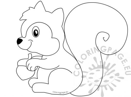 Autumn Squirrel with acorn | Coloring Page
