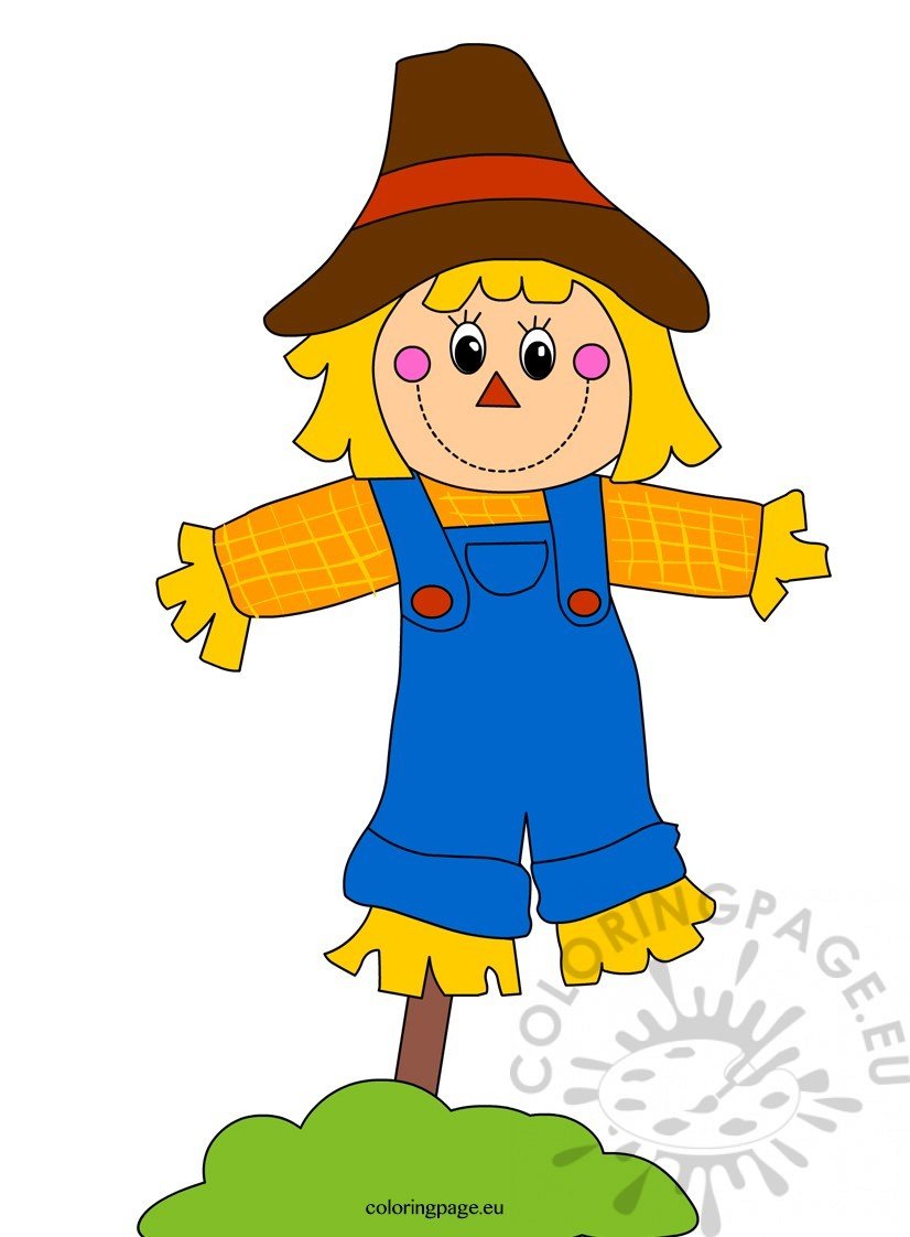 Scarecrow Clip Art Printable Coloring Page