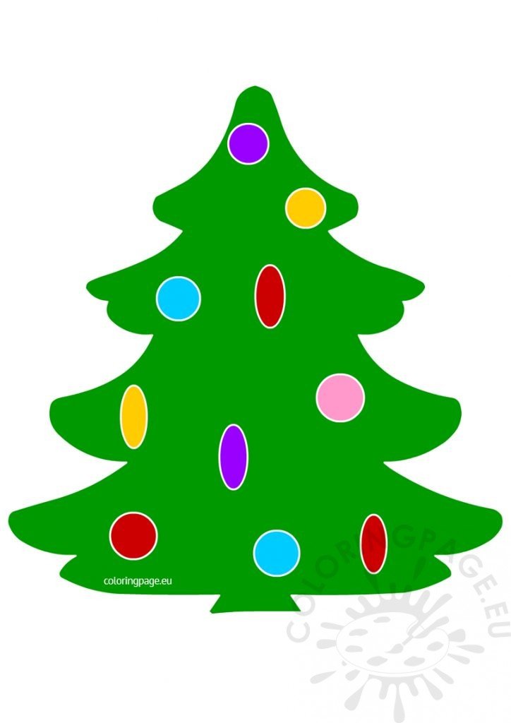 Christmas Tree with Ornament cartoon clipart | Coloring Page