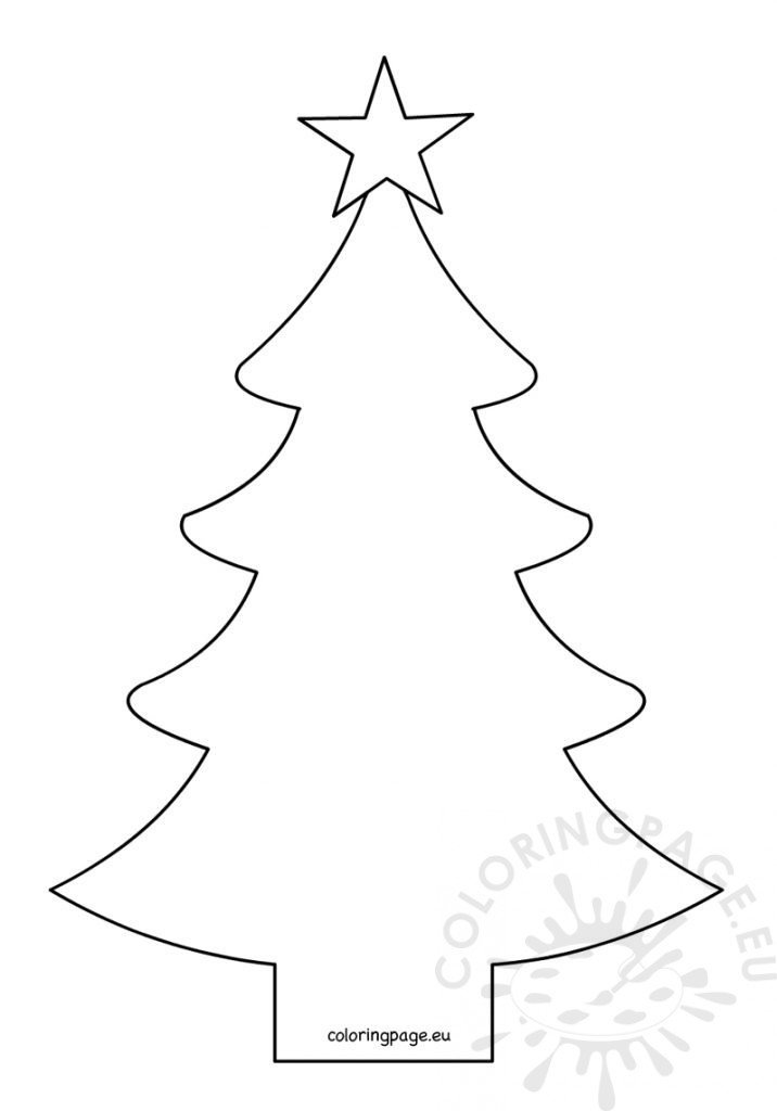 Christmas tree shape with fivepointed star | Coloring Page