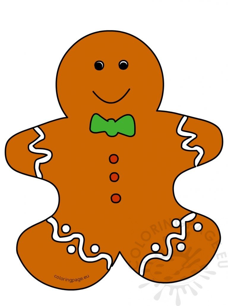 Cartoon Gingerbread Man Print Coloring Page