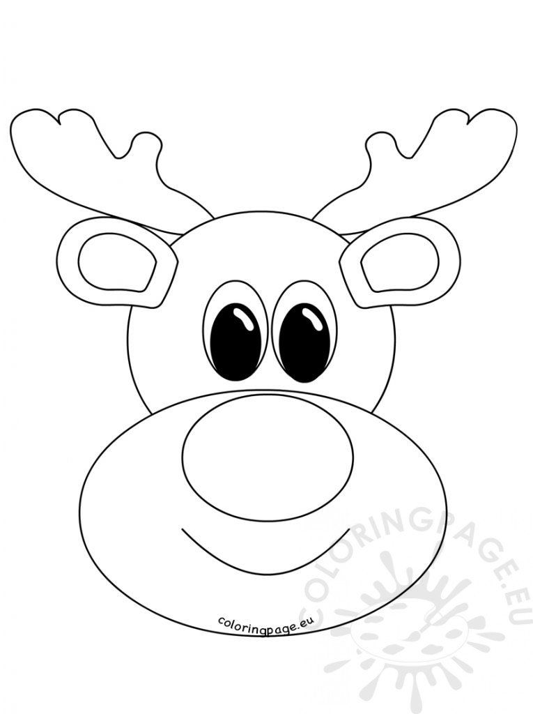 Rudolph Reindeer Face craft | Coloring Page