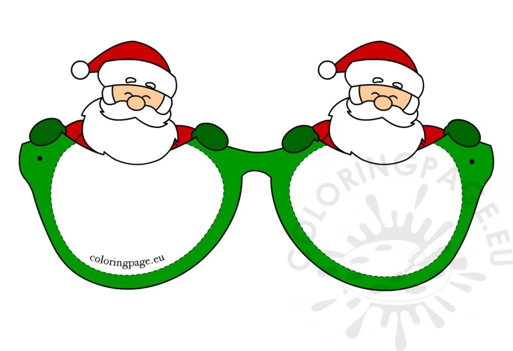 Christmas Paper Glasses Santa Clause | Coloring Page